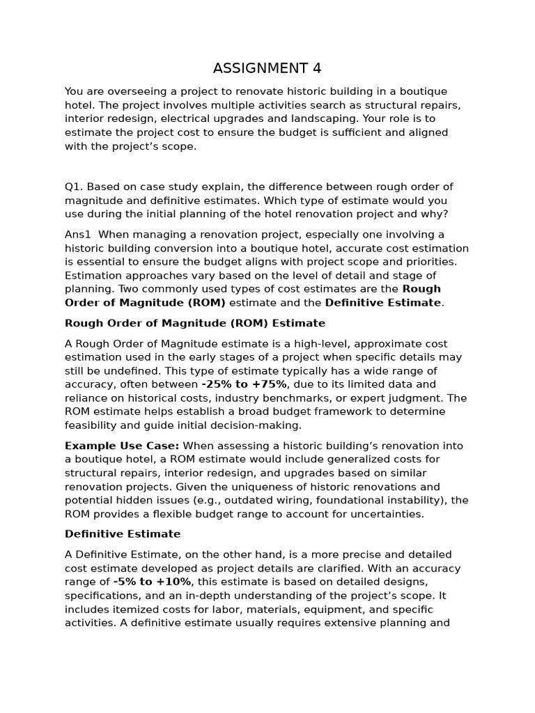 ASSIGNMENT 4 PM | PDF | Renovation | Insurance