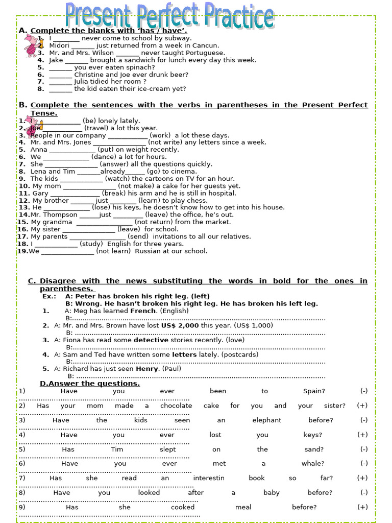 Present Perfect Flashcards Grammar Drills Grammar Guides Picture D ...