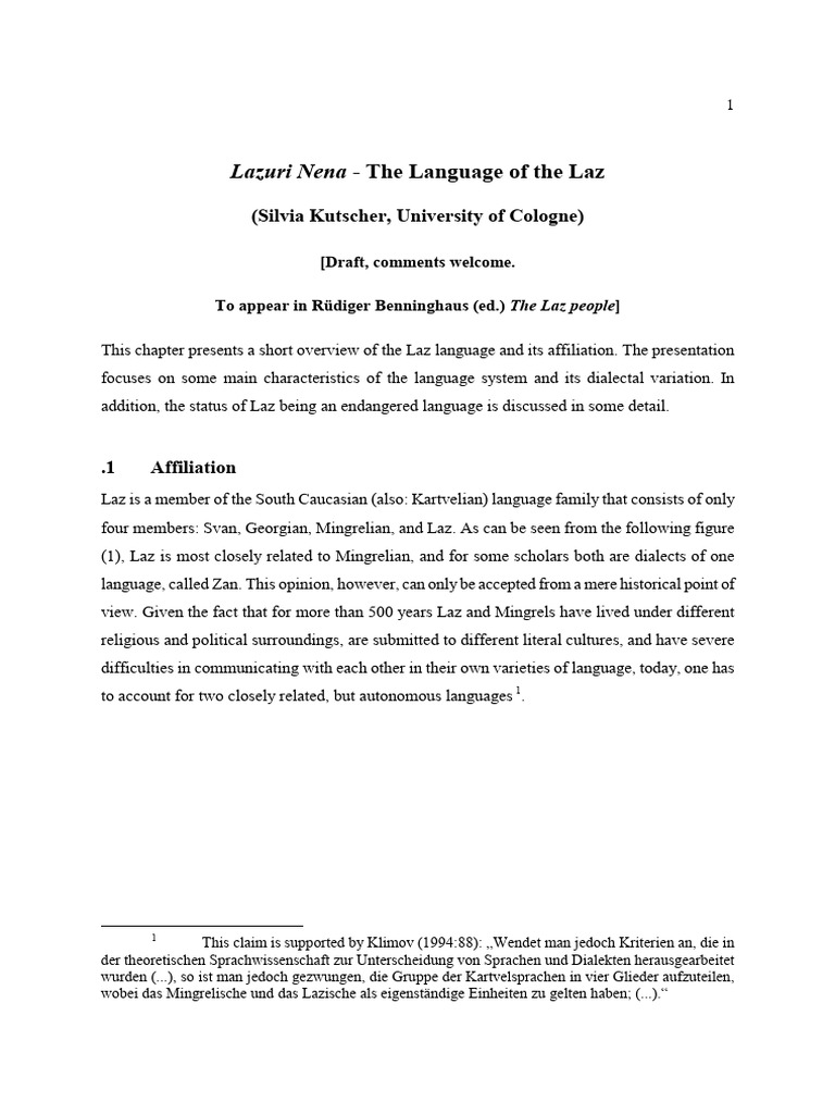 S. Kutscher - Lazuri Nena - The Language of The Laz | PDF | Consonant | Morphology (Linguistics)