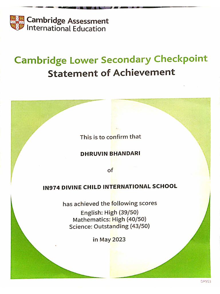 Checkpoint-Lower Secondary Scores | PDF