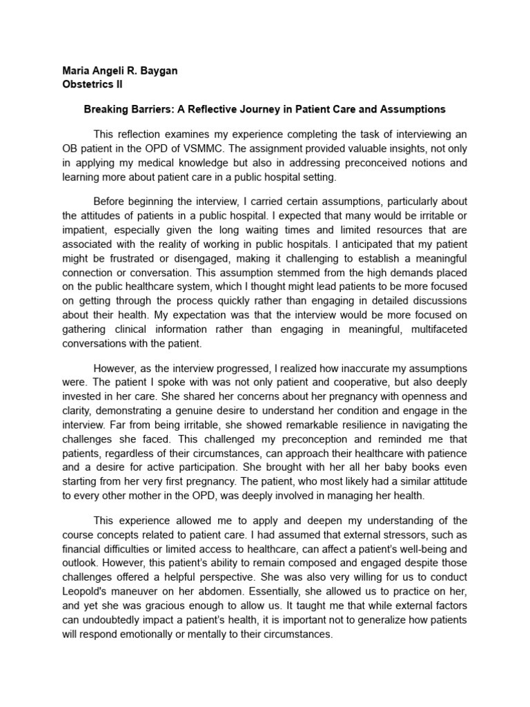 OB_Reflection | PDF | Patient | Health Care