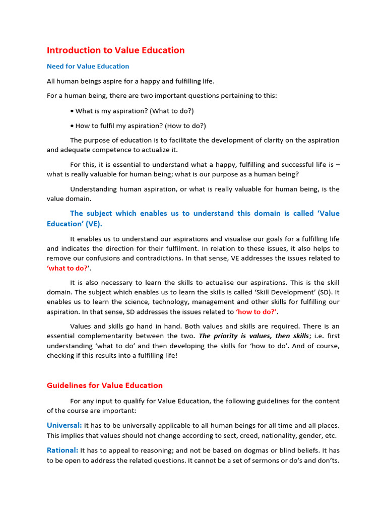 Understanding Value Education Principles | PDF | Existence | Happiness