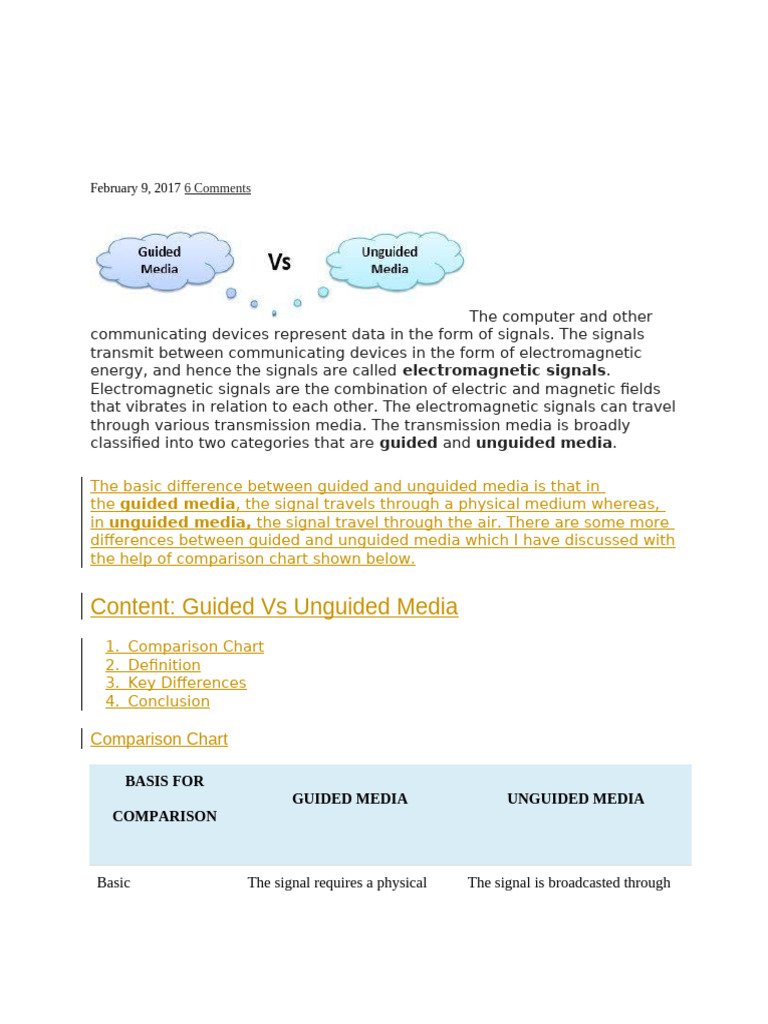 Difference Between Guided and Unguided Media - Copy | PDF ...