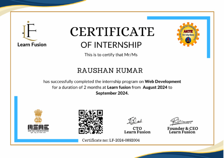 LearnFusion Certificate | PDF