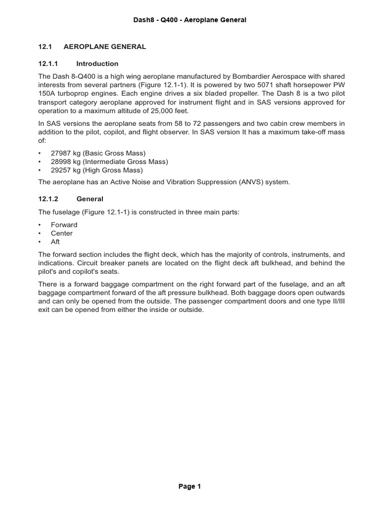 Dash 8-Q400 Aircraft Overview | PDF | Empennage | Aerospace