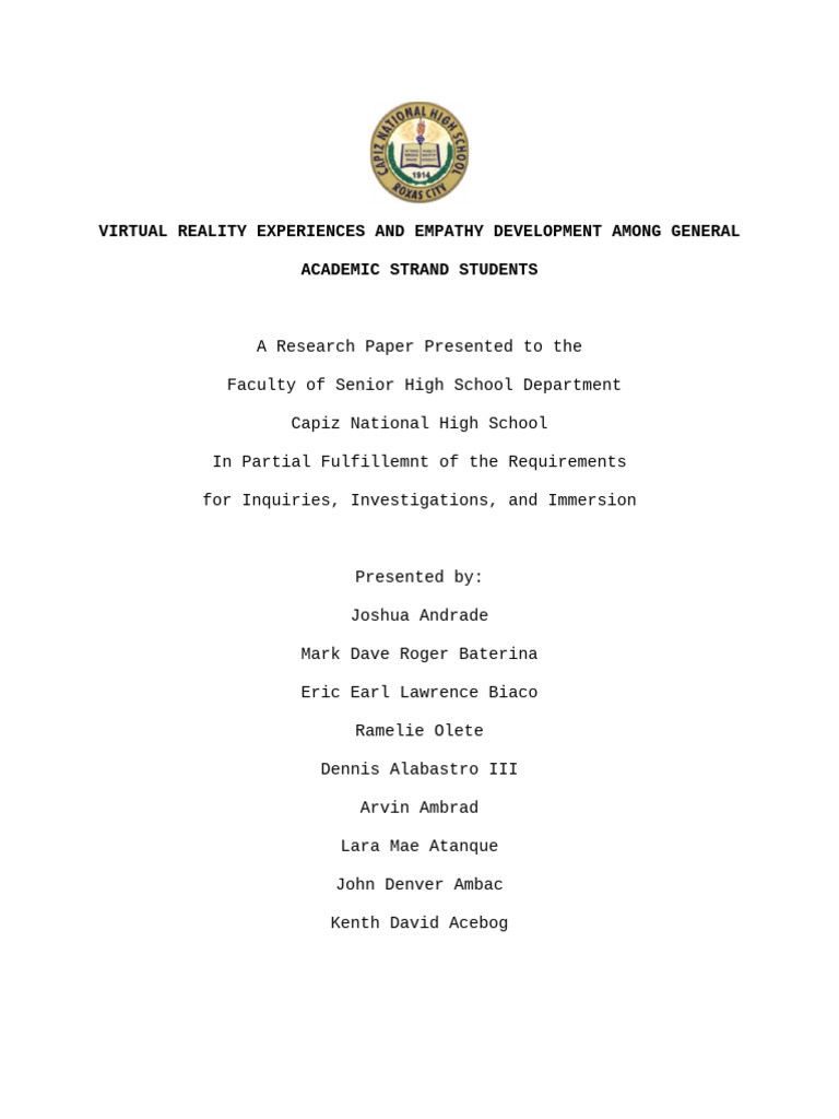 Virtual Reality Experiences and Empathy Development Among General ...