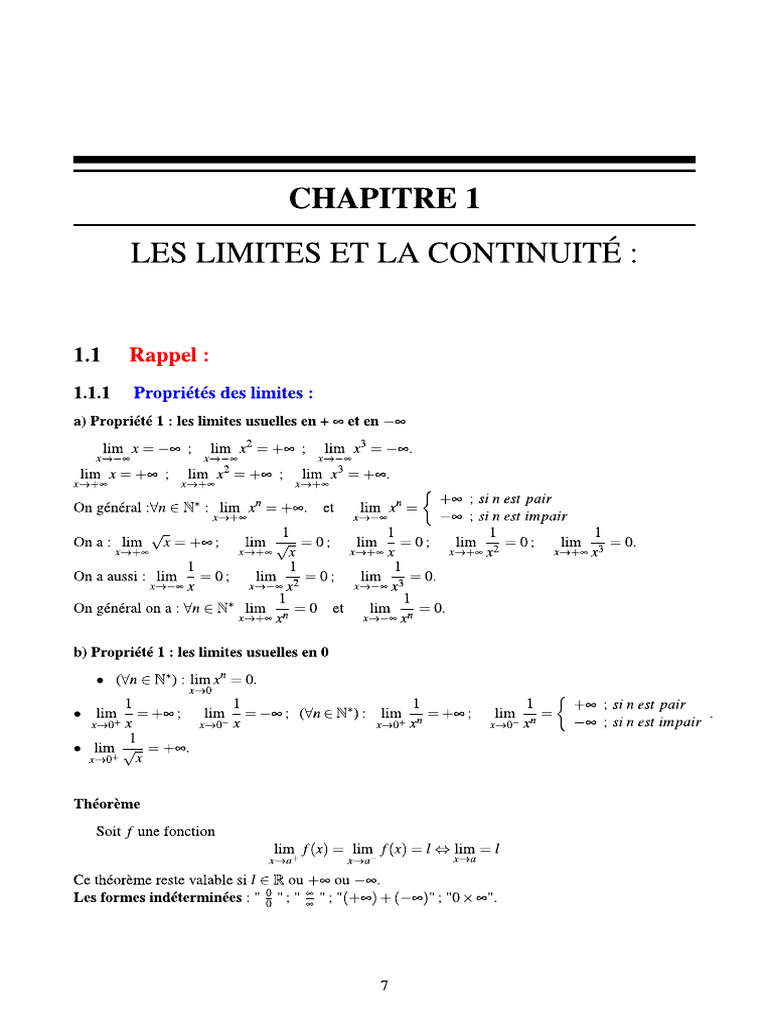 1-Cour Complete Les Limites Et La Continuité | PDF