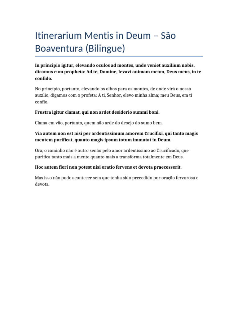 Itinerarium Mentis in Deum Bilingue | PDF