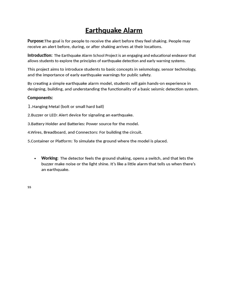 Earthquake Alarm 1 | PDF