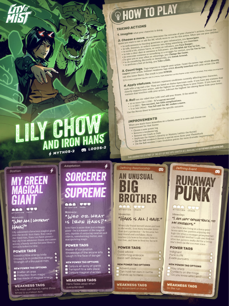 City of Mist - Lily Chow And Iron Hans - Playbook | PDF