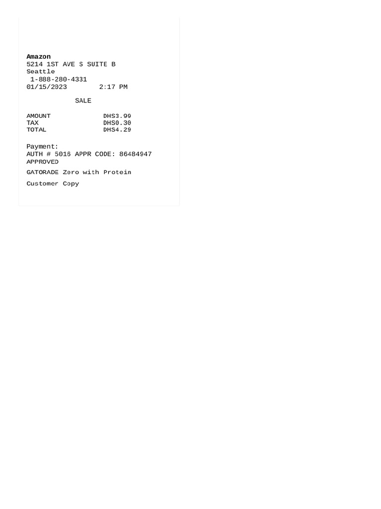 Printable Receipt | PDF