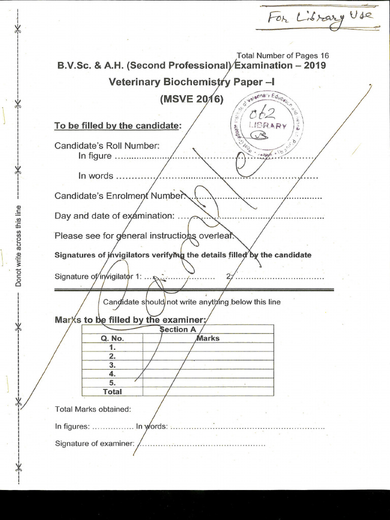 VETERINARY BIOCHEMISTRY 2019 PAPER 1 | PDF