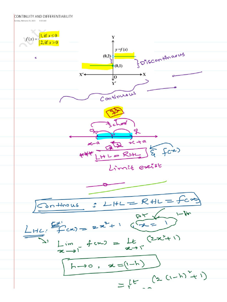 23-2-25 CONTINUITY AND DIFFERENTIABILITY | PDF