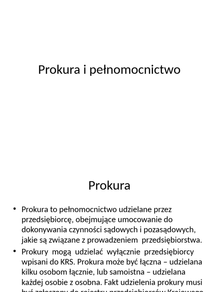Prokura Vs Pełnomocnictwo | PDF