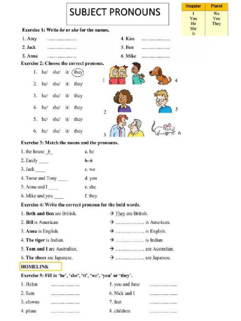 Worksheet (Kids - A1 - Subjects) | PDF
