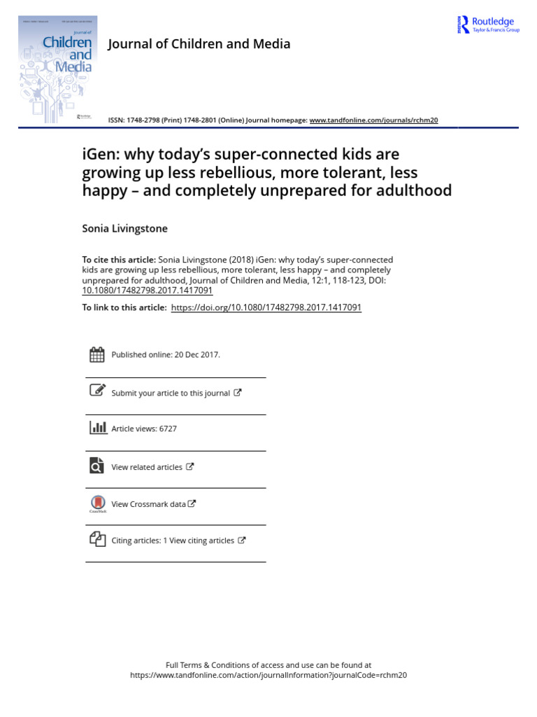 Livingstone Critical View of Jean Twenge | PDF | Adolescence | Homicide