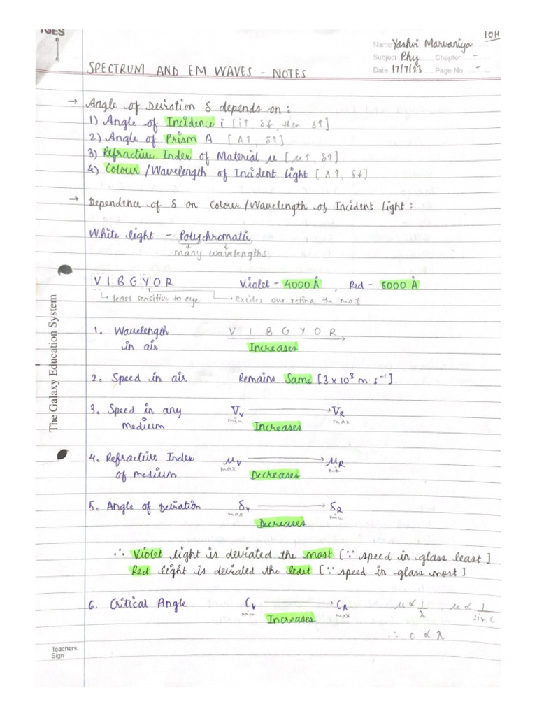 Spectrum & EM Waves - Notes | PDF