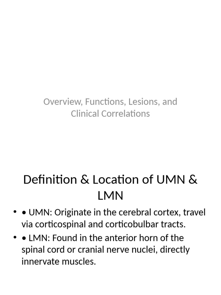 UMN Vs LMN Lesions | PDF