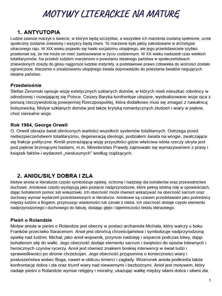 MOTYWY-LITERACKIE-NA-MATURĘ-1 (1) | PDF