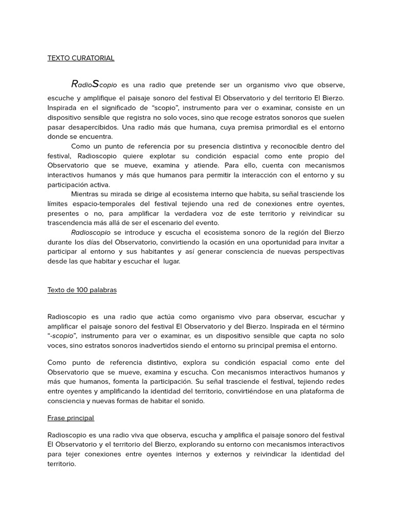 Radioscopio: Amplificando el Sonido del Bierzo | PDF | Ecosistema