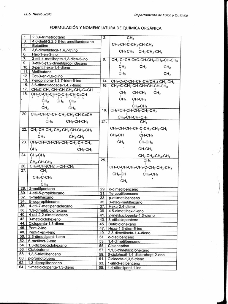 Ejercicios Formulaciã N Orgã¡nica | PDF