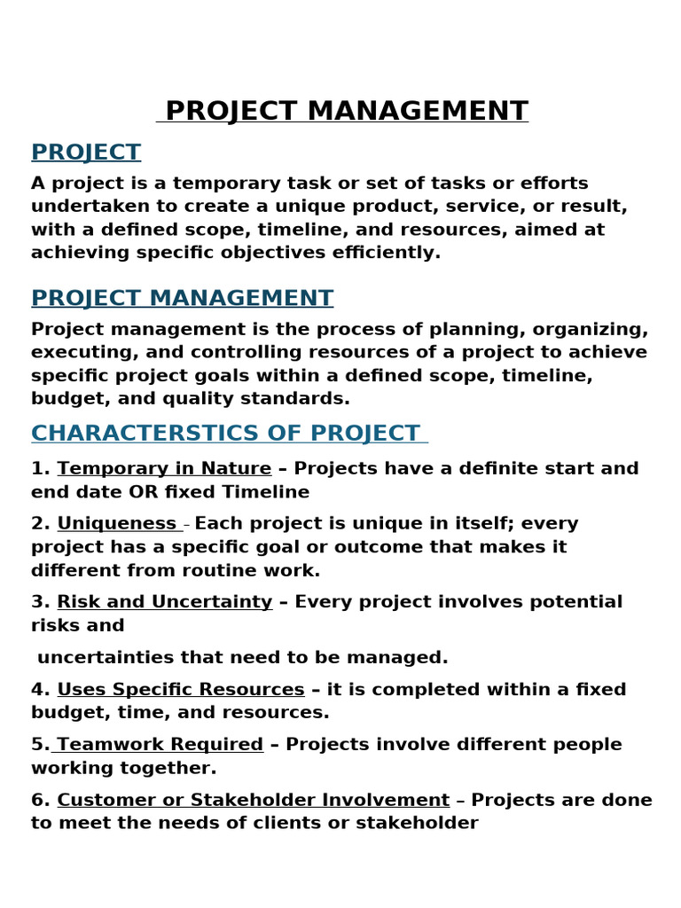PROJECT MANAGEMENT (1) | PDF | Project Management | Feasibility Study