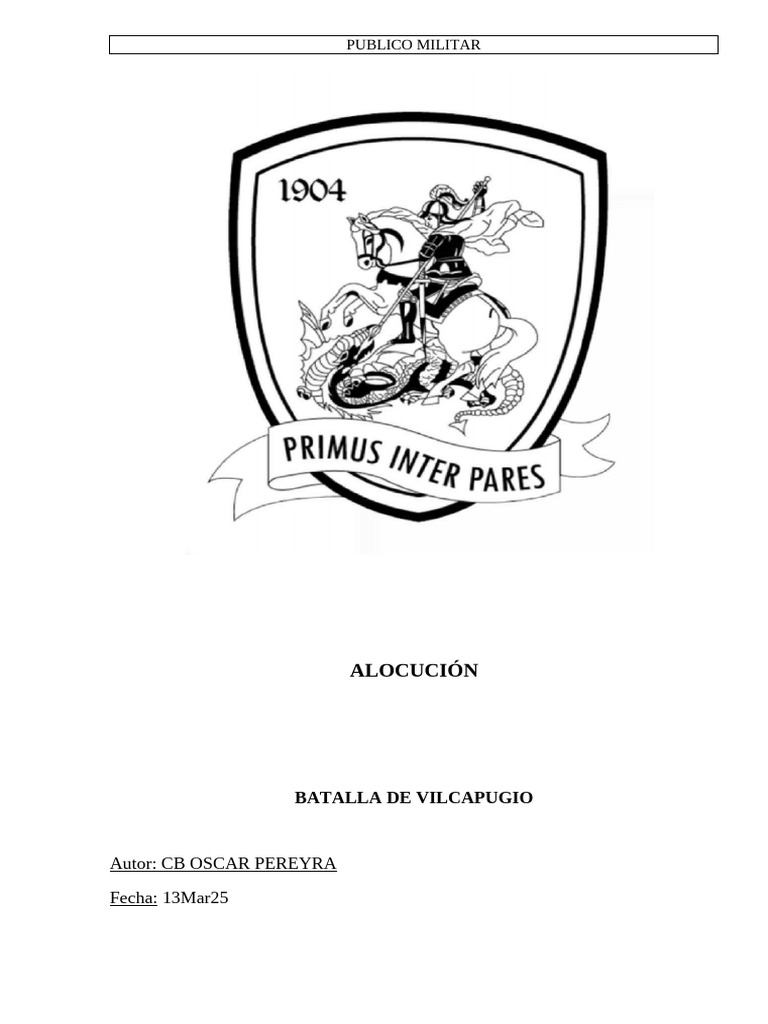 ALOCUCION BATALLA DE VILCAPUGIO CB Pereyra Oscar | PDF | Operaciones ...