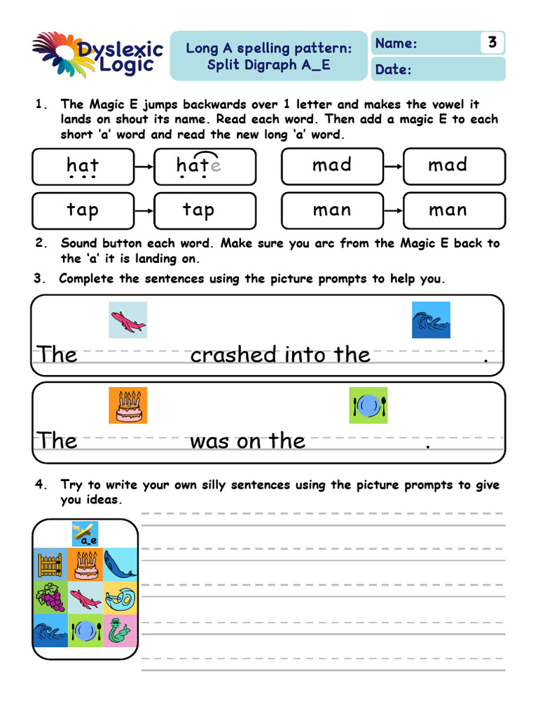 Long A Spelling with Magic E Activities | PDF