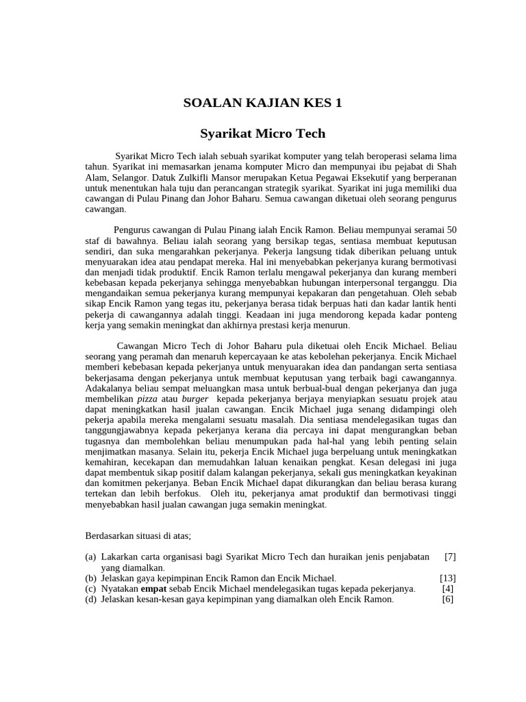 Soalan Kajian Kes 1 - Micro Tech | PDF