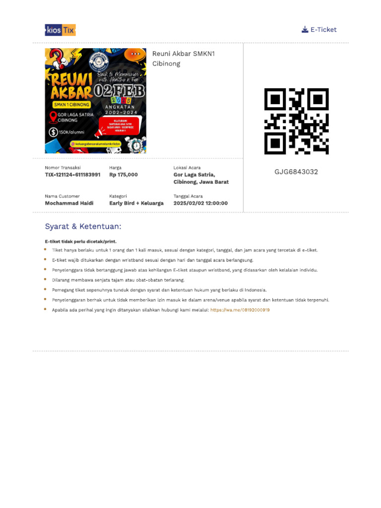 E Ticket Reuni Akbar | PDF