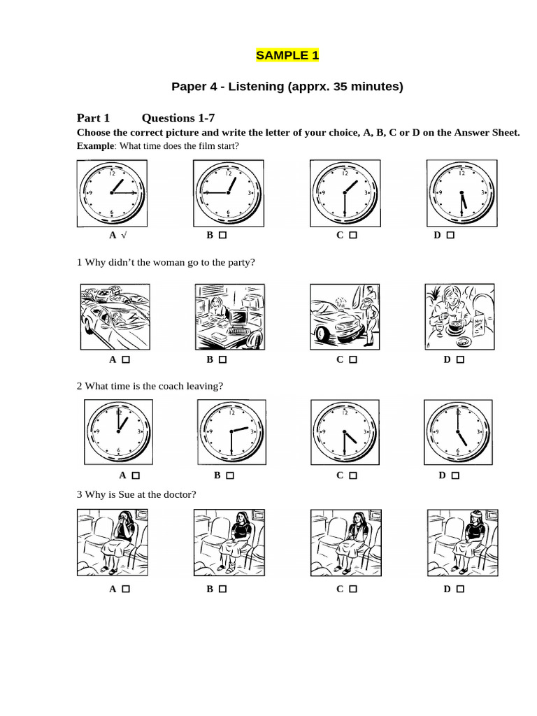 Level 2 - Listening Exam Paper (SAMPLE) | PDF