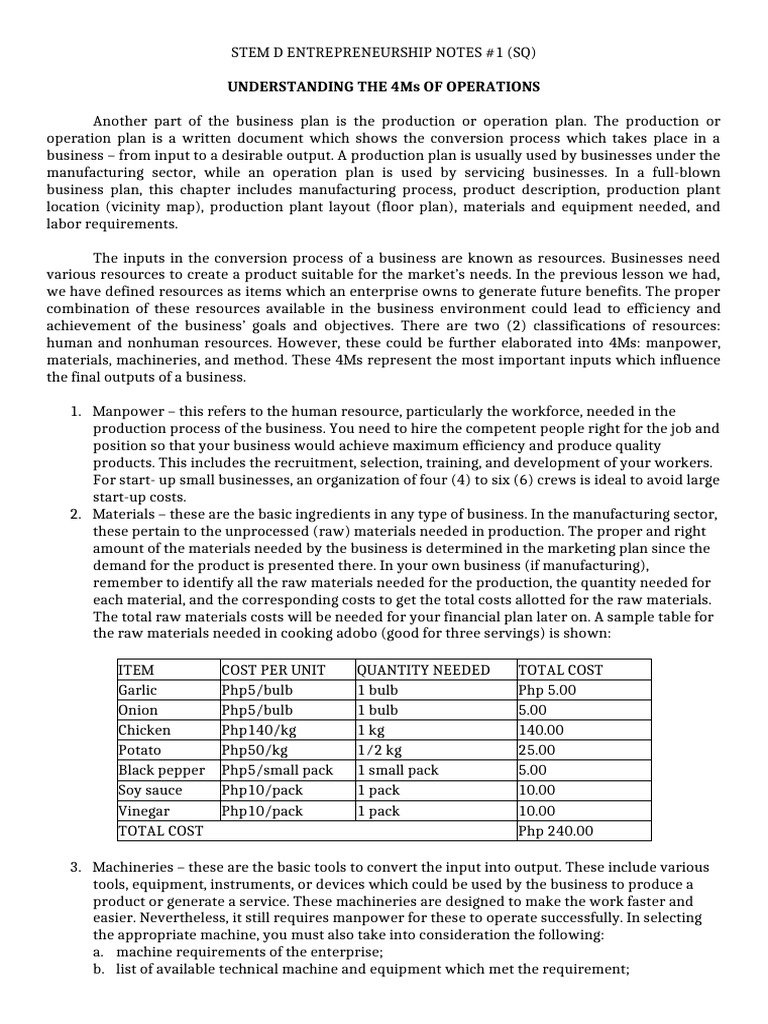 Entrepreneurship SQ Notes-1 | PDF | Human Resources | Economies