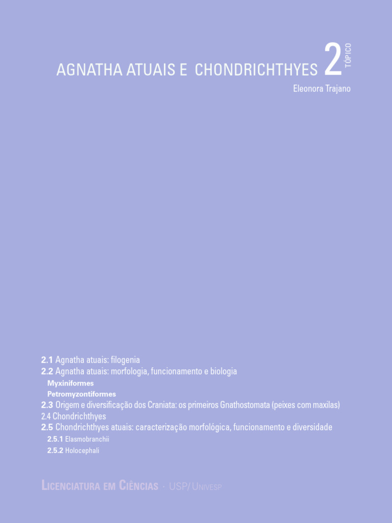 Agnatha e Chondrichthyes: Morfologia e Evolução | PDF | Vertebrados ...