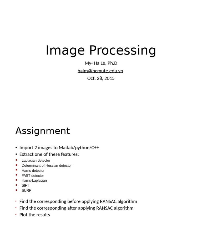 Lecture10-Featurebased Image Matching Assignment | PDF