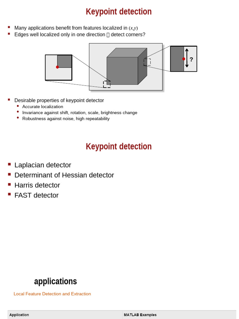 Lecture8 KeyPointDetection | PDF | Imaging | Multidimensional Signal ...