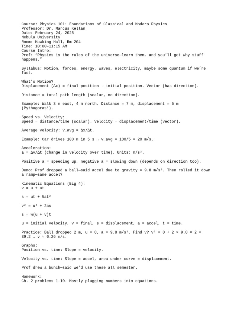 Physics 101 Introduction To Motion | PDF