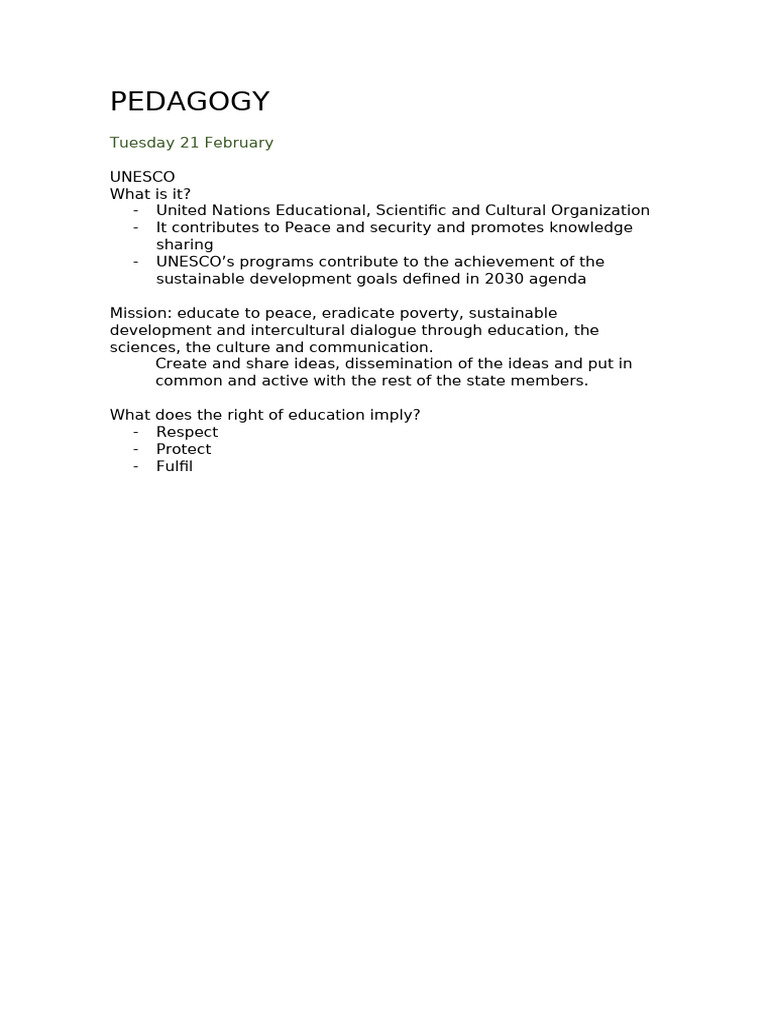 UNESCO's Role in Education for Peace | PDF