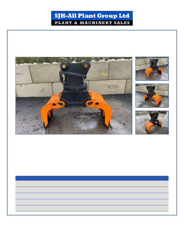 Unused BW S 100 RG R Rotating Selector Grab 12 16 Ton Excavator - 40a48 ...