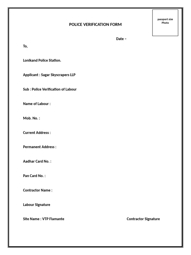 Police Verification Form | PDF