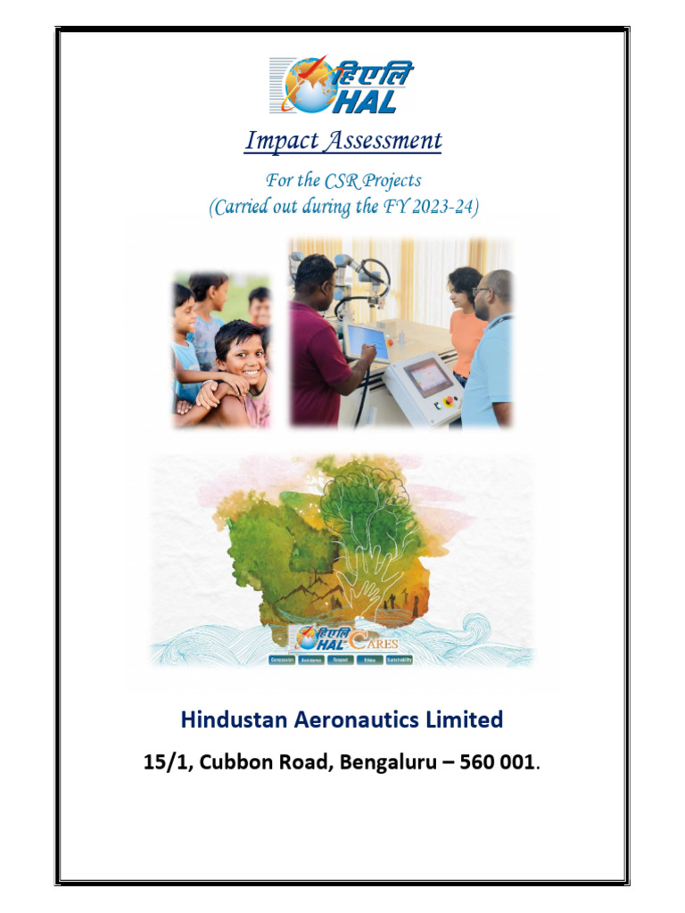 HAL CSR Projects Impact Assessment 2023 | PDF | Corporate Social ...