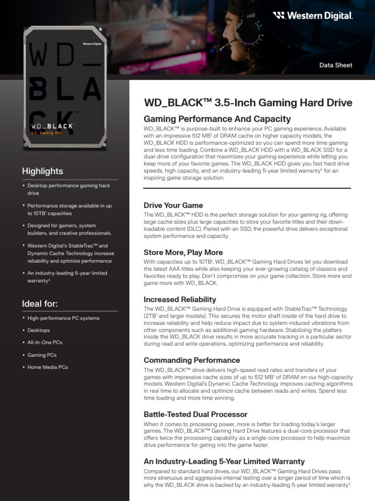 Data Sheet Western Digital WD Black PC HDD | PDF | Hard Disk Drive ...