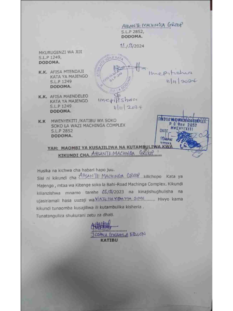 Usajili Form Ahsante Group - Compressed | PDF