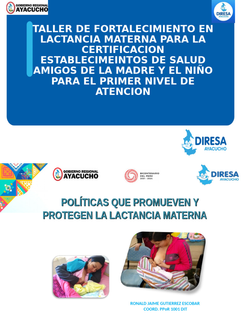 Políticas de Lactancia Materna - DIRESA 2024 | PDF