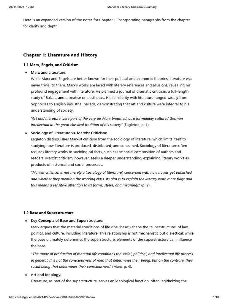 Literature and Ideology Marxism Literary Criticism Summary PDF | PDF ...