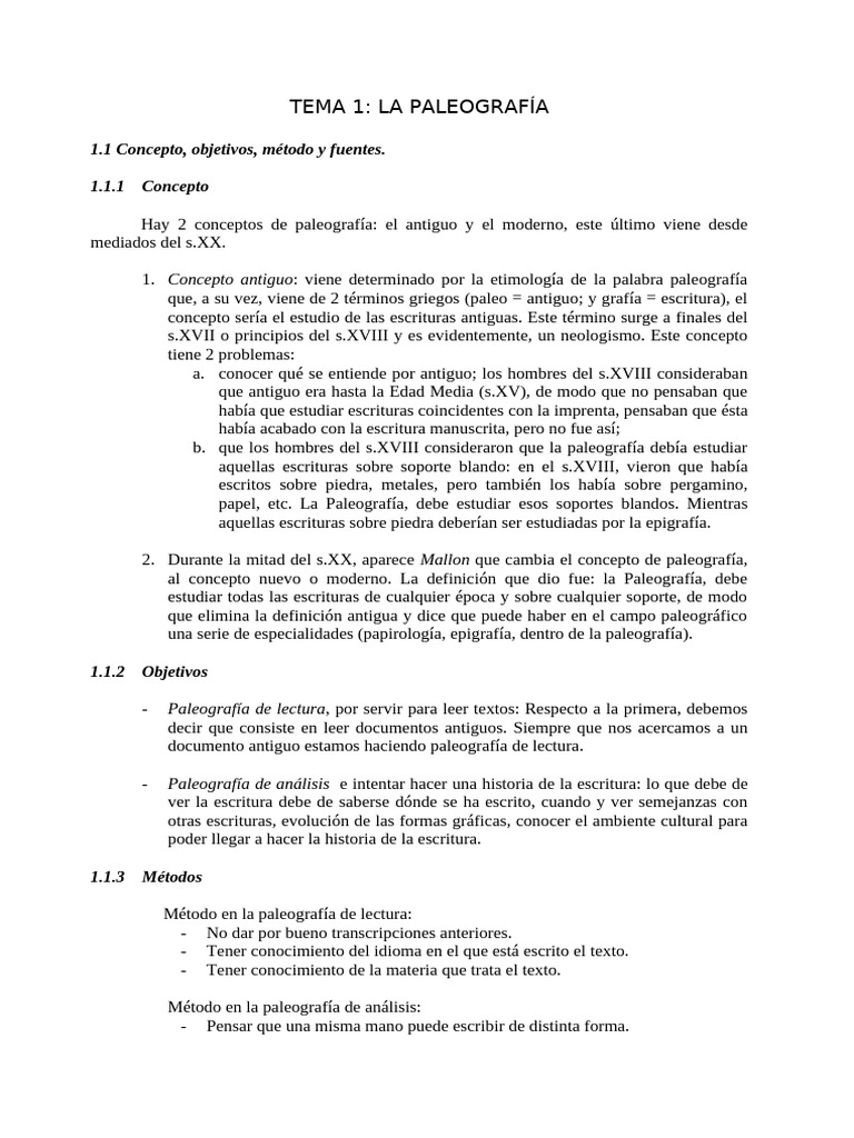 Paleografia - Esquemas Tema 1 a 14 | PDF | Paleografía | Escritura