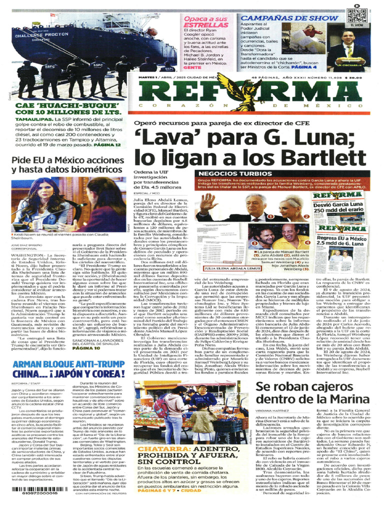 Primeras Planas Martes 01032025 Sociedad Noticias | PDF