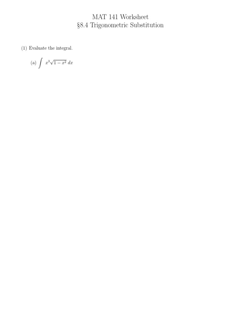 Trigonometric Substitution Integrals | PDF