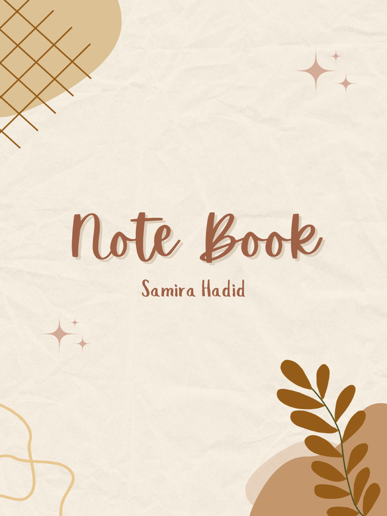 Brown Aesthetic Minimalist Note Book Cover Page A4 Document | PDF