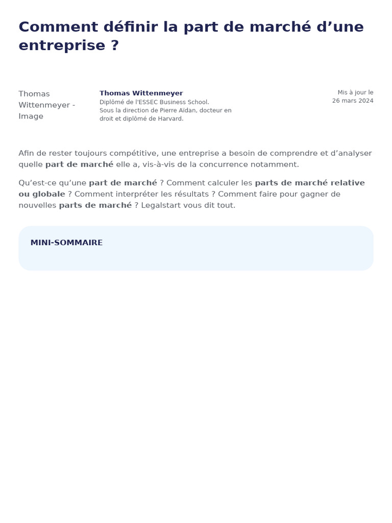 Calcul et interprétation de la part de marché | PDF | Business ...