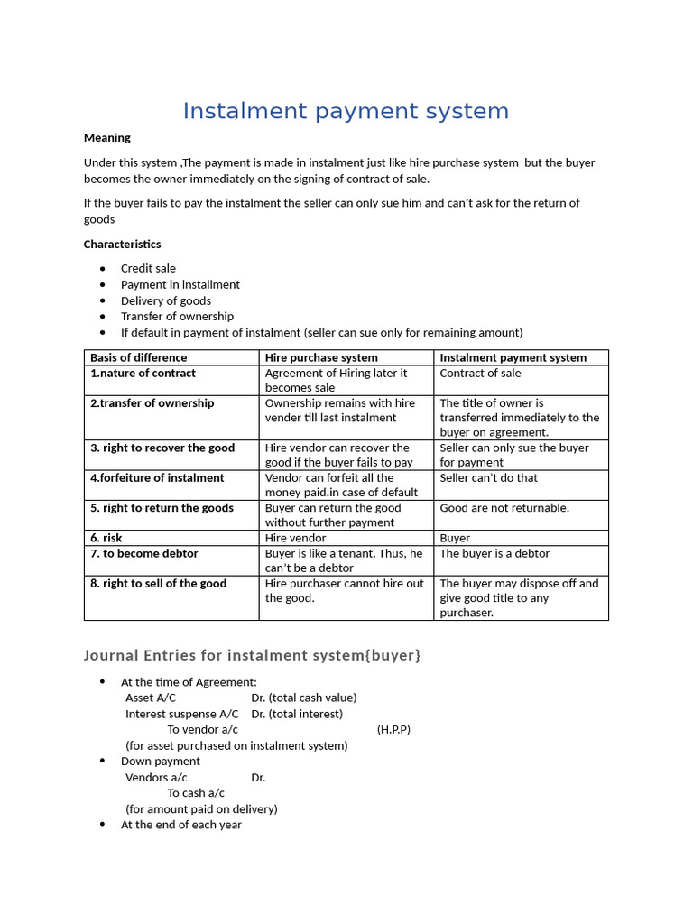 Instalment Payment System | PDF | Payments | Interest